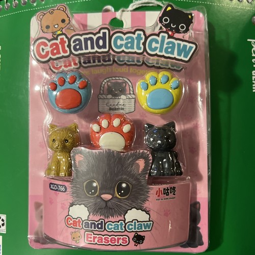 Cat And Claw Erasers Kid’s Art Supplies Cute Kitten Erasers Animal ...