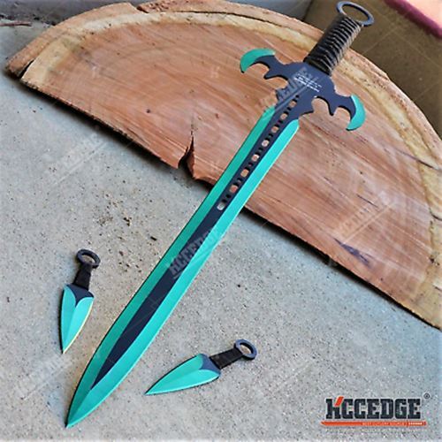 29.75" HERO EDGE FANTASY SWORD + 2 Knives Technicolor Short Sword | eBay