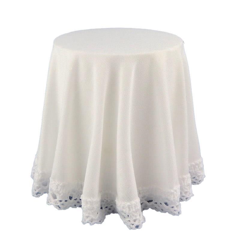 Dollhouse Round Skirted Table with White Tablecloth Miniature 1:12 ...