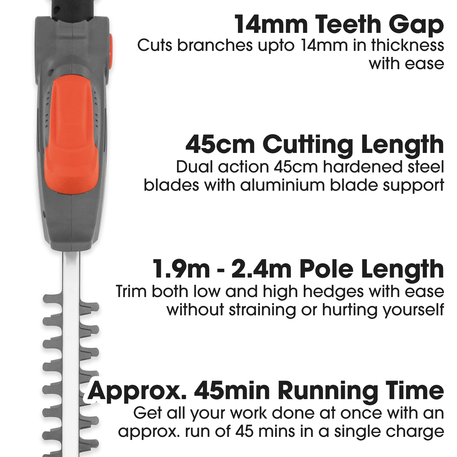 Long Reach Cordless Hedge Trimmer Battery Telescopic Electric Pole ...