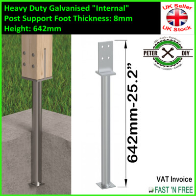 Heavy Duty Galvanised "Internal" Post Support Foot Thickness: 8mm ...