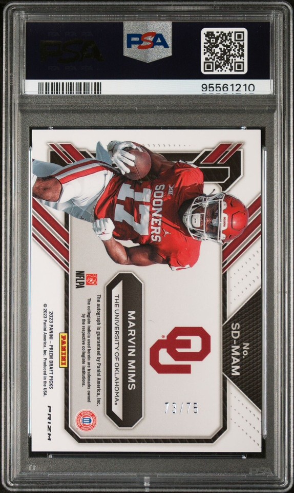 2023 Prizm Draft Picks Signing Day Auto Blue #SD-MMI Marvin Mims /75 ...