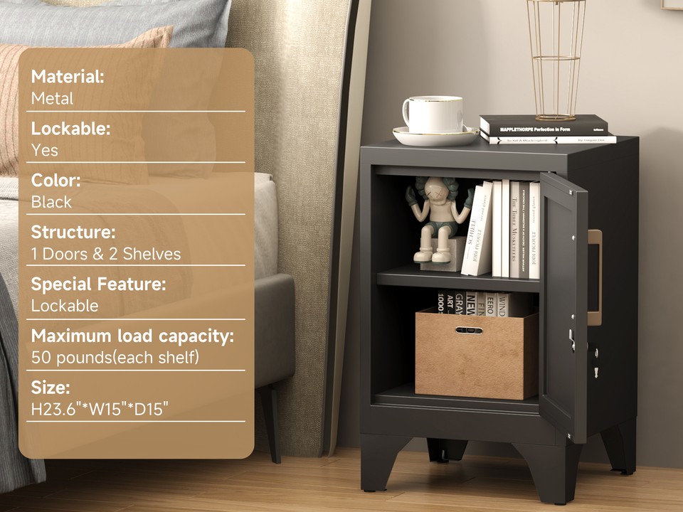 Metal Storage Cabinet Small Space Cabinet Storage w/Shelf, for Bedroom ...