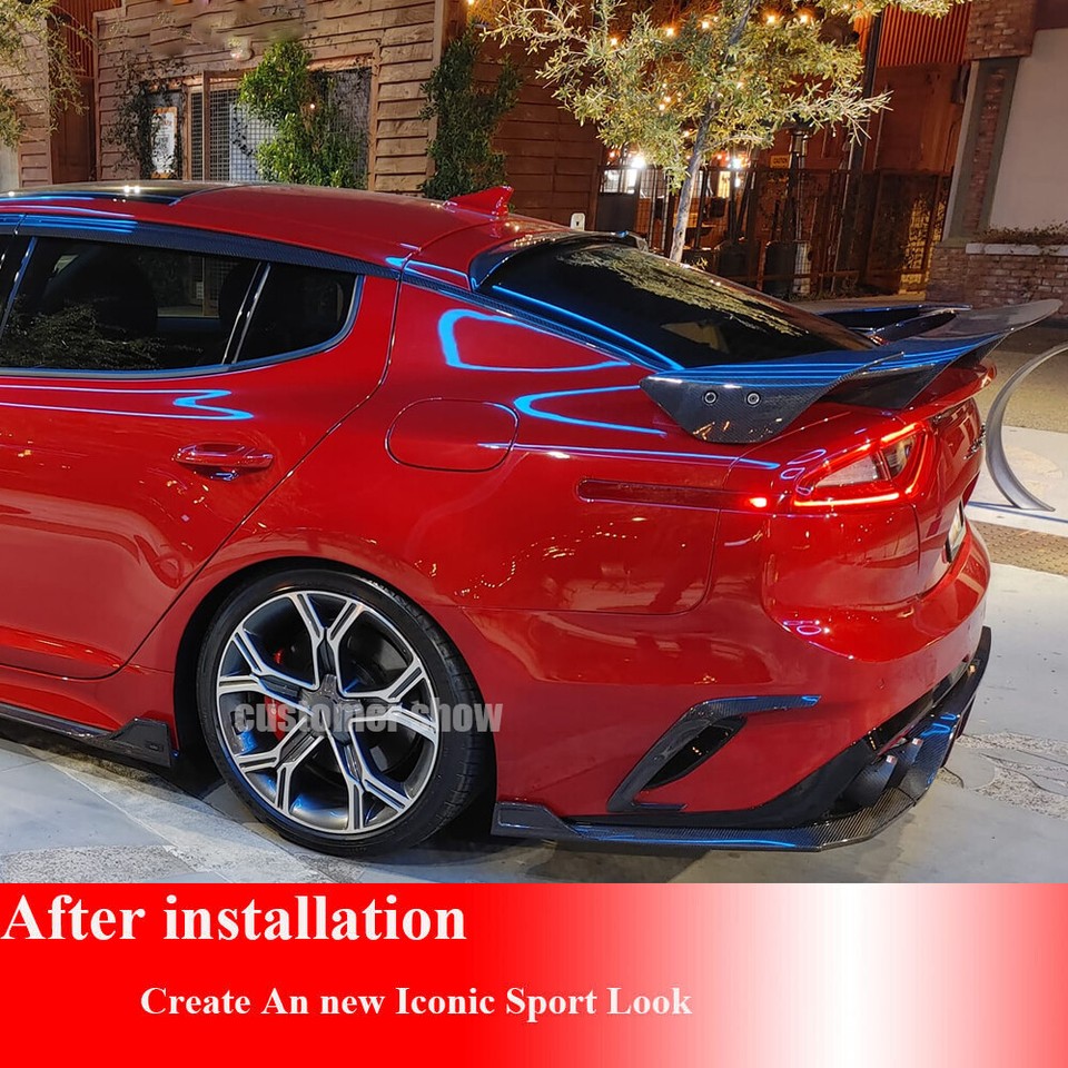 REAL Carbon Fiber Rear Bumper Splitter Side Canard Fins For Kia Stinger ...