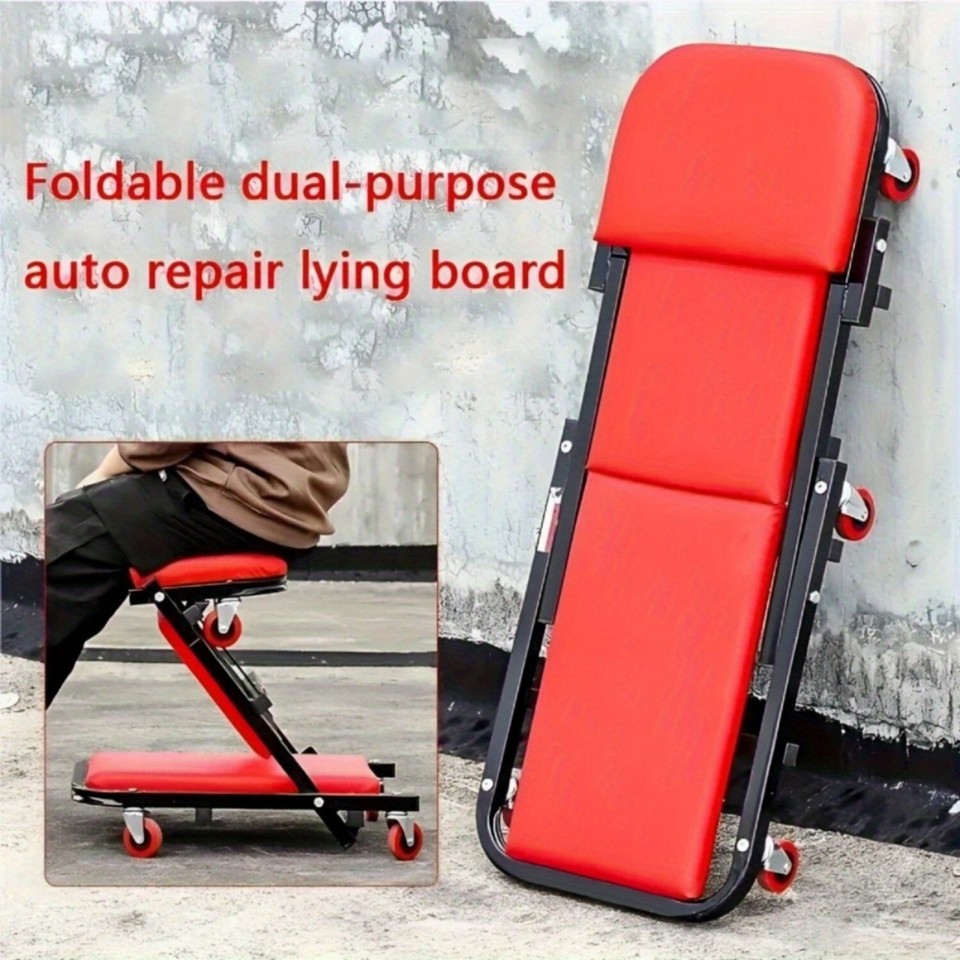 2 in 1 Foldable Z Creeper Seat,36" Adjustable Folding Creeper Garage ...