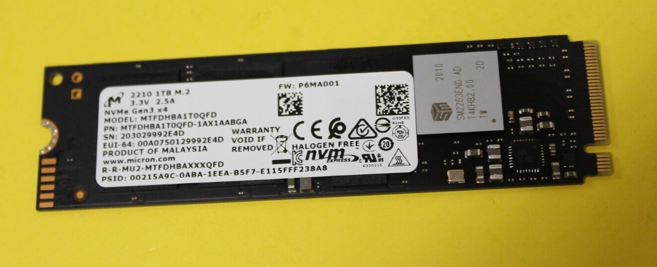 Micron 2210 1TB Solid State Drive M.2 NVMe Gen3 x4 SSD (MTFDHBA1T0QFD ...