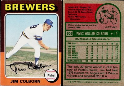 1975 Topps Baseball Card #305 Jim Colborn Milwaukee Brewers | eBay