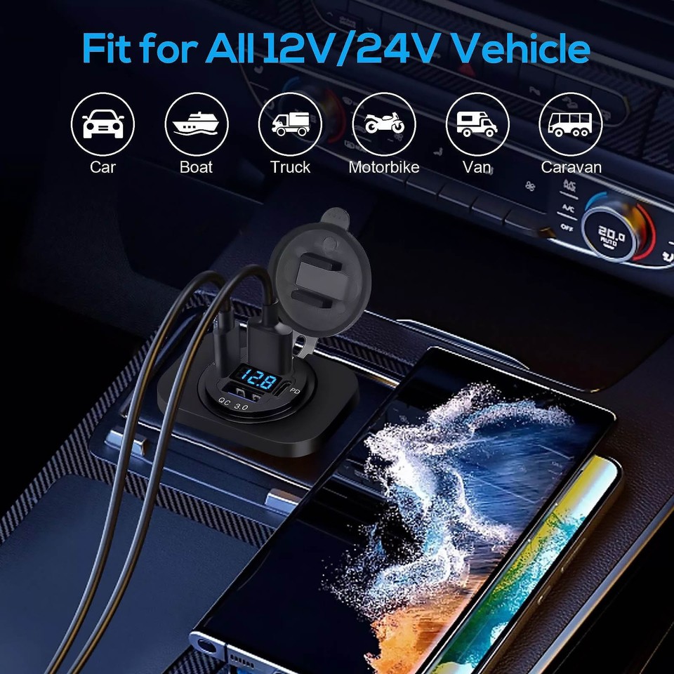 New 4 Port Fast Car Charger For Maximum output power PD(30W) USB-C port ...