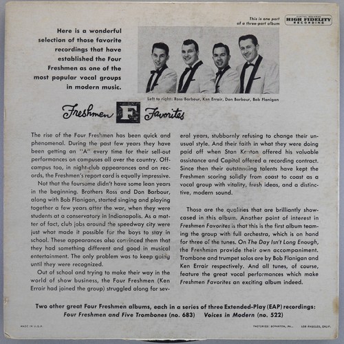 THE FOUR FRESHMEN Freshmen Favorites - Part 2 CAPITOL EAP 2-743 VG 45 7 ...