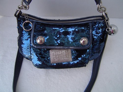 AUTHENTIC COACH POPPY DENIM BLUE SEQUIN GROOVY CROSS BODY/HOBO #15381 ...