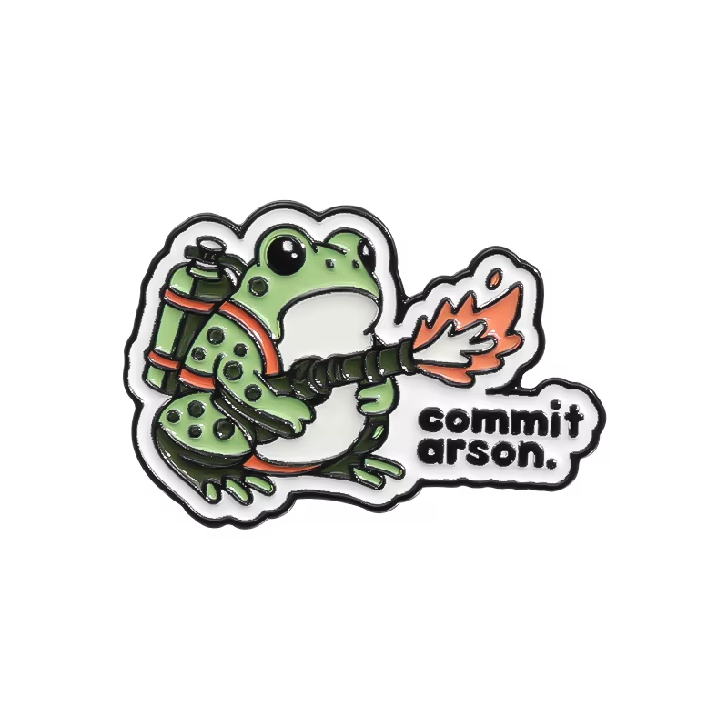 Frog Commit Arson Enamel Pins Custom Creative Interesting Brooches ...