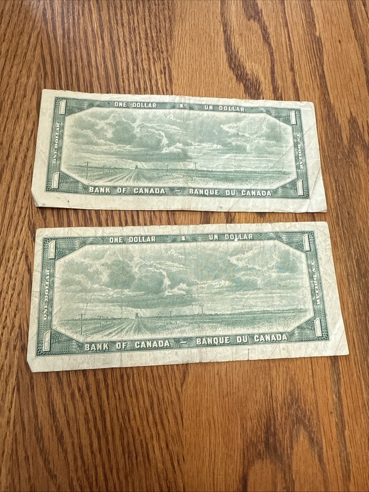 1954 Canadian 1 Dollar Bills Queen Elizabeth, Circulated (2) | eBay