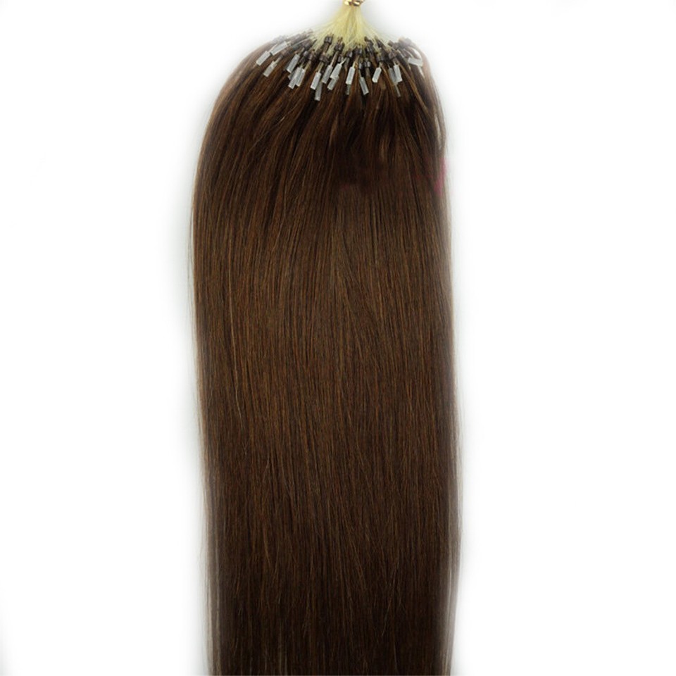 Pre-Looped Fish Line Micro Ring Beads Link Hair Extensions Real Remy ...