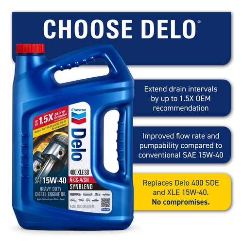 Delo 400 XLE SB Synthetic Blend SAE 15W-40 Heavy-Duty Diesel Motor Oil ...