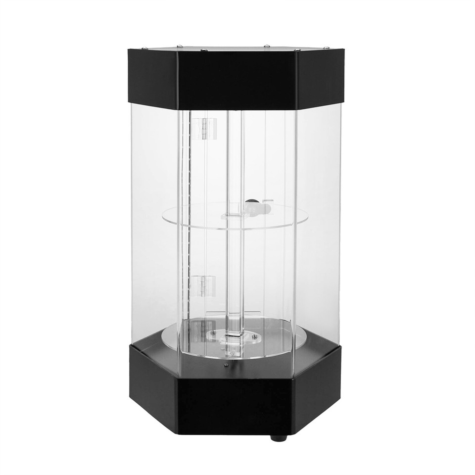 Electric Rotating Acrylic Clear Hexagonal Display Case With 2 LED ...