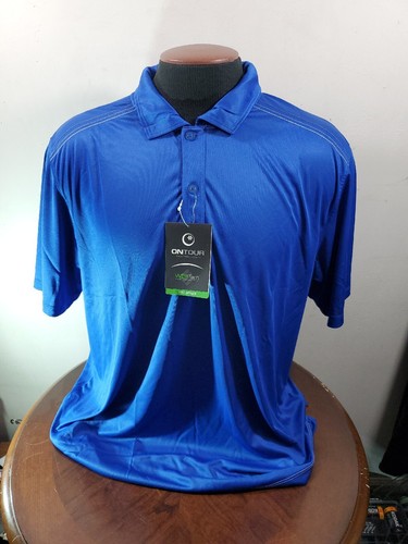 ONTOUR Polo Shirt Mens Xl Blue Polyester Wicking Athletic Lightweight ...