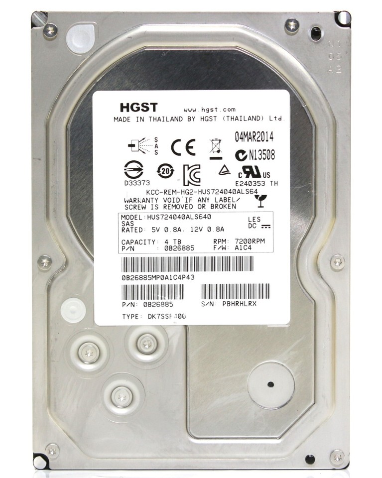 HGST HUS724040ALS640 4TB 7200RPM 64MB Cache 3.5" SAS Internal Server ...