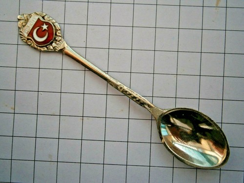 SD184*) Vintage enamel Turkey Turkiye Flag crest souvenir Collectors ...