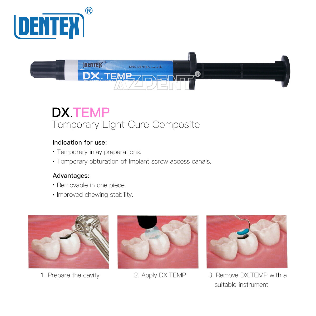 DENTEX Dental Temporary Flowable Resin Prepare For Filling Teeth Cavity ...