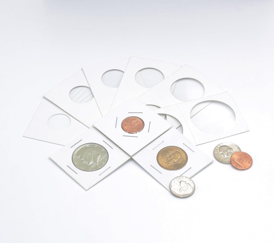 600PCS Coin Flips in 6 Sizes Cardboard Coin Holders for Colletors 2x2 ...