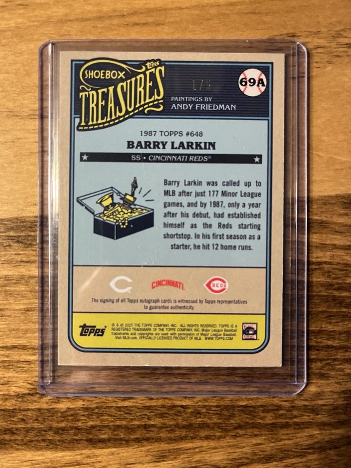 Topps 2025 Shoebox Treasures Barry Larkin Cincinnati Reds #69A Wood ...