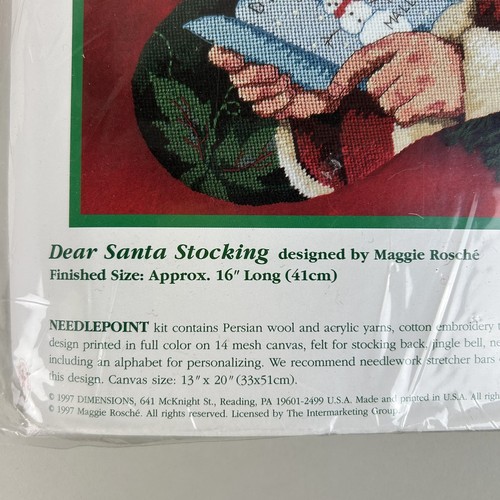 Dimensions Christmas Needlepoint DEAR SANTA Stocking Kit Maggie Rosche ...