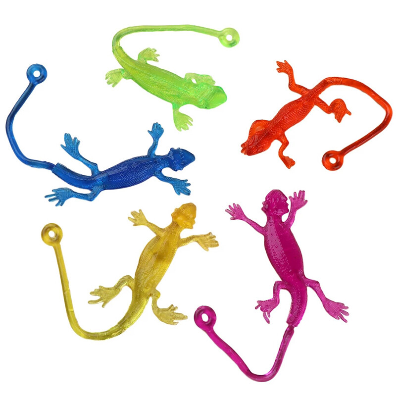 20Pcs Sticky Lizard Animals Retractable Viscous Rubber Lizard Children ...