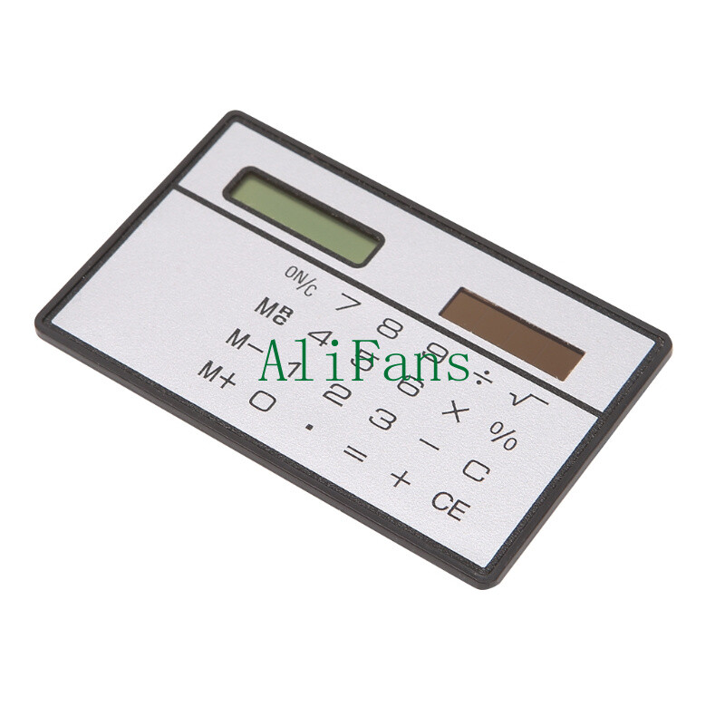 8 Digits Ultra Thin Mini Slim Credit Card Solar Power Pocket Calculator ...