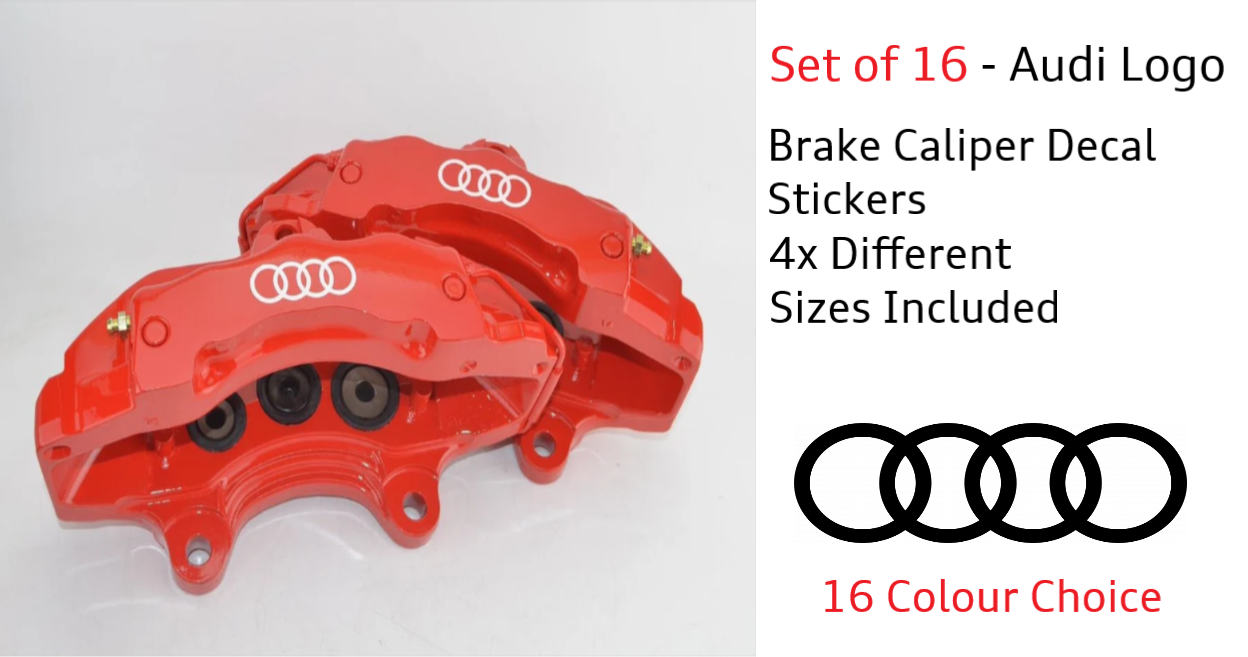 16x WHITE Audi Brake Caliper Vinyl Decal Stickers Sport Rings 16 ...