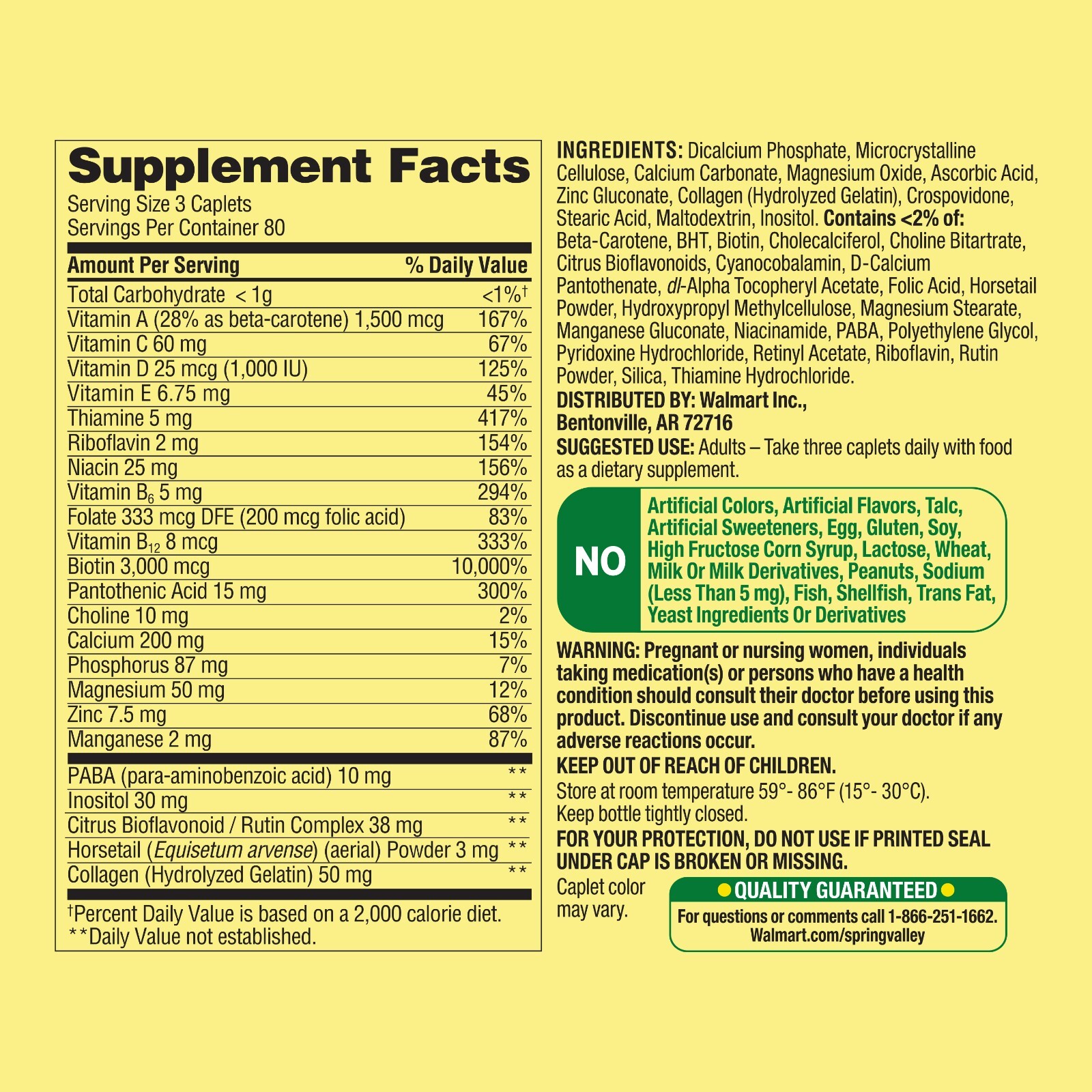 Spring Valley Biotin-Collagen-Gelatin for Hair, Skin & Nails - 240 ...