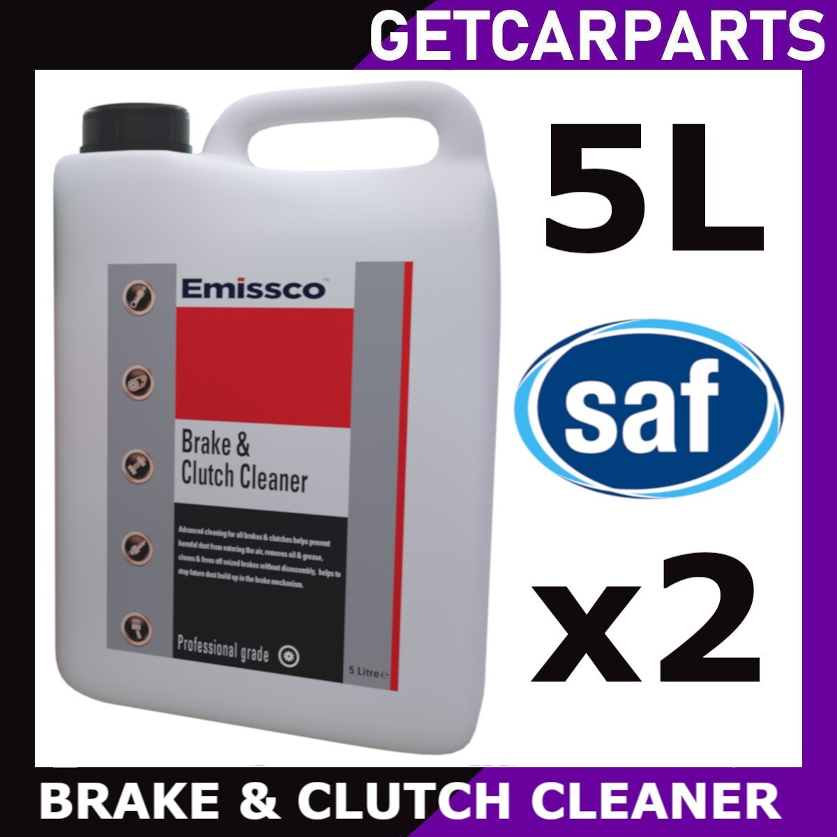2x Brake & Clutch Cleaner 5 L Removes Oil / Grease / Dust Parts ...