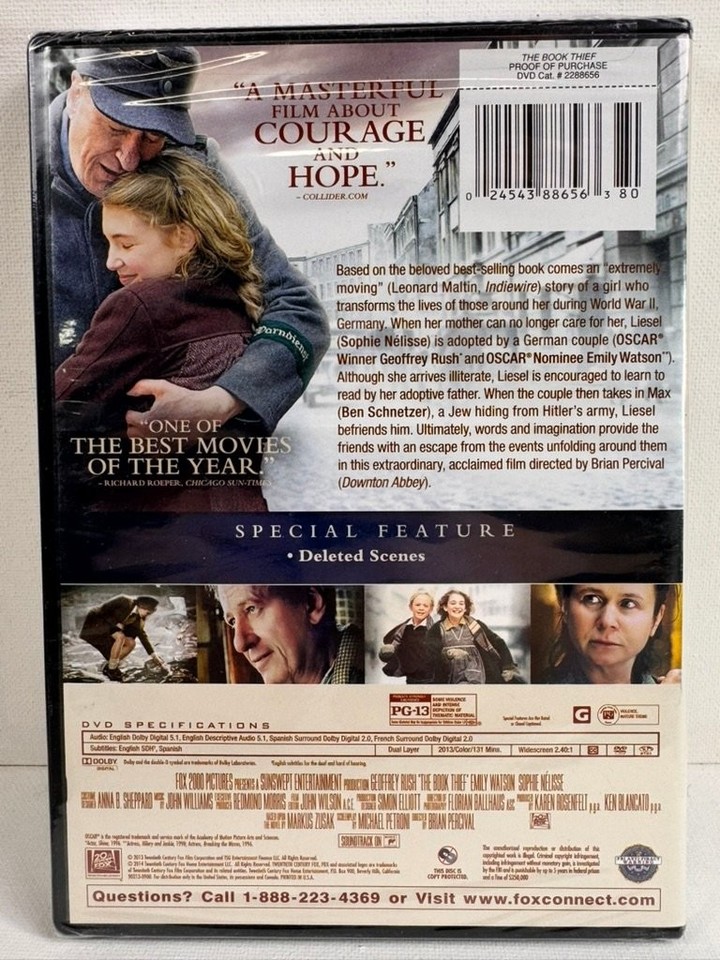 The Book Thief DVD 2013 Drama Geoffrey Rush Emily Watson Deleted Scenes ...