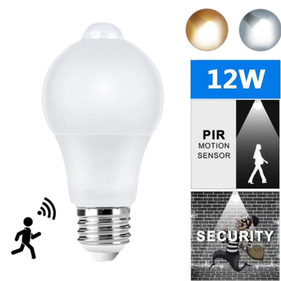 E27/B22 PIR Motion Sensor LED Lamp Bulb Globe Energy Saving Light Auto ...