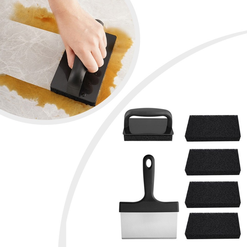 Griddle Cleaning Kit for Flat Top Grill Stainless Steel Pan Scraper Set ...
