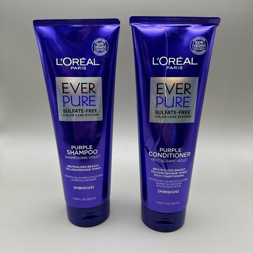 Large L’oreal Paris Ever Pure Purple Shampoo & Conditioner Hibiscus 11 ...