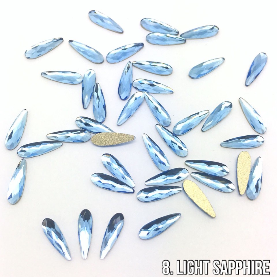 16 COLOURS 3x10mm Raindrop Clear AB Rhinestones Shape Crystal Glass 3D ...