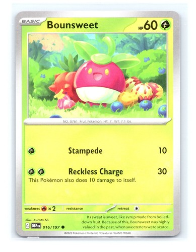 Bounsweet 016/197 - Scarlet & Violet Obsidian Flames - Common - Pokemon ...