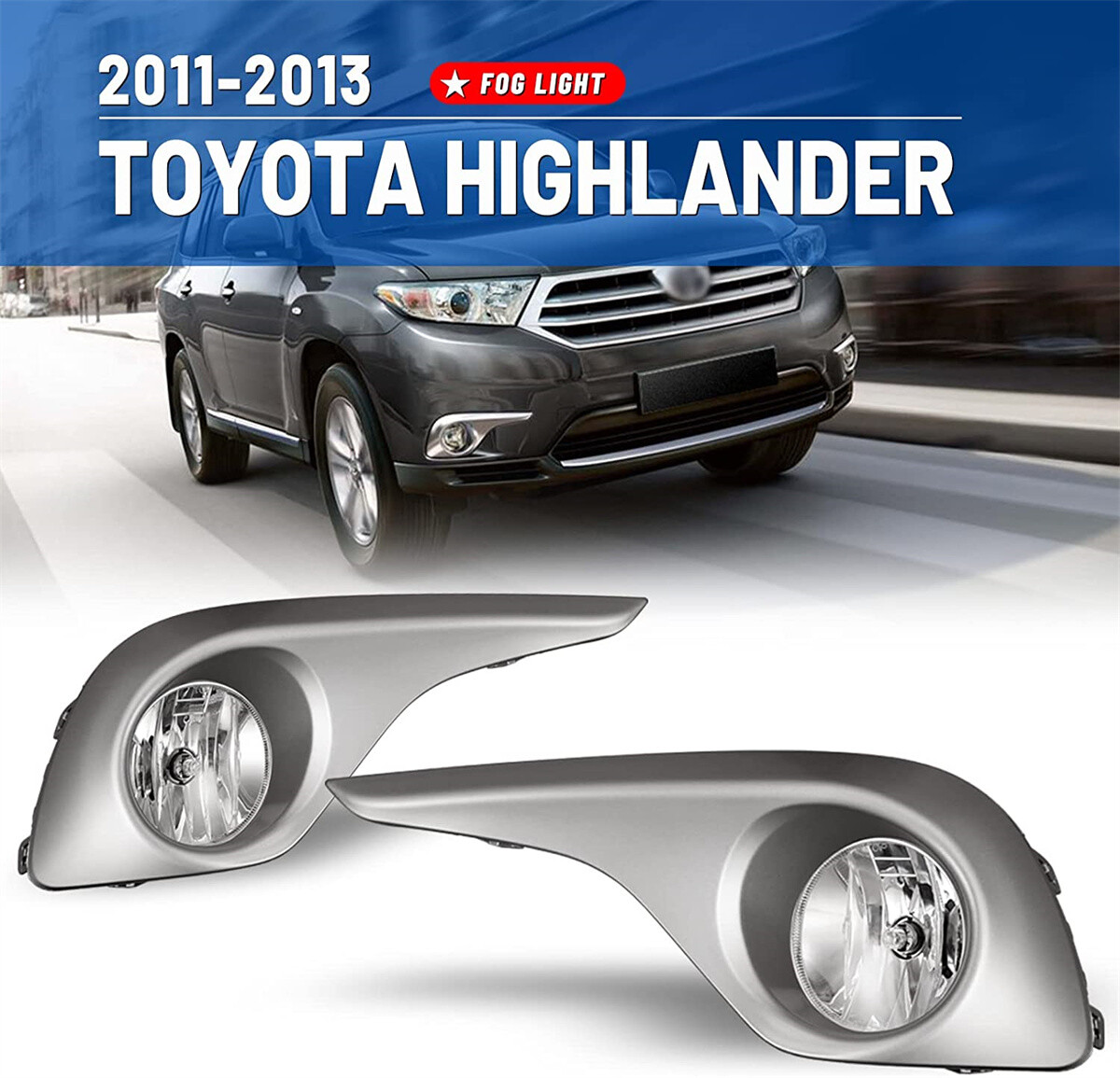 For 2011 2012 2013 Toyota Highlander Fog Lights Front Bumper Halogen ...