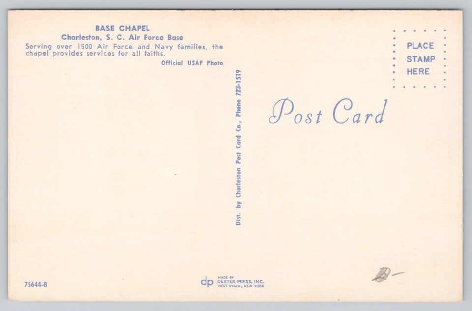Charleston SC Air Force Base Chapel Interfaith UNP Chrome Postcard | eBay