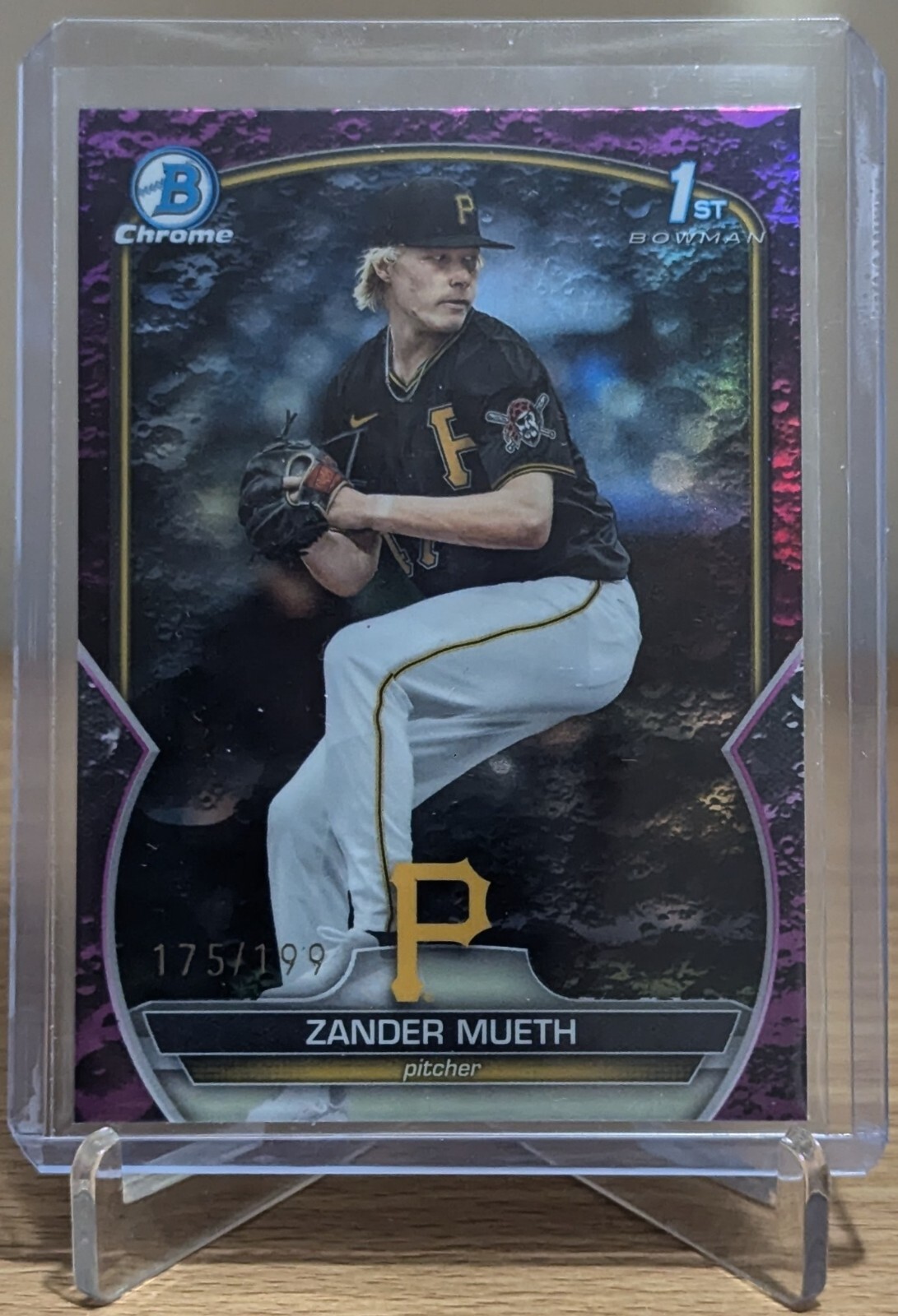 2023 Bowman Draft Zander Mueth 1st Bowman Fuchsia Lunar #175/199 ...