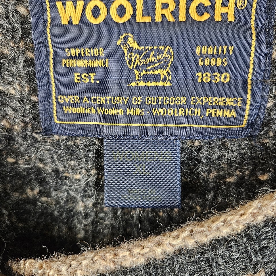 Woolrich Cardigan Sweater Sz Extra Large Brown Wool Knit Bird's Eye ...