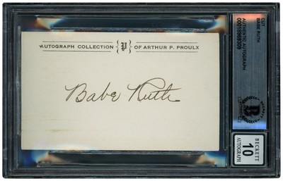 Babe Ruth Signed 2x3.75 Cut Signature New York Yankees Auto GM 10 ...