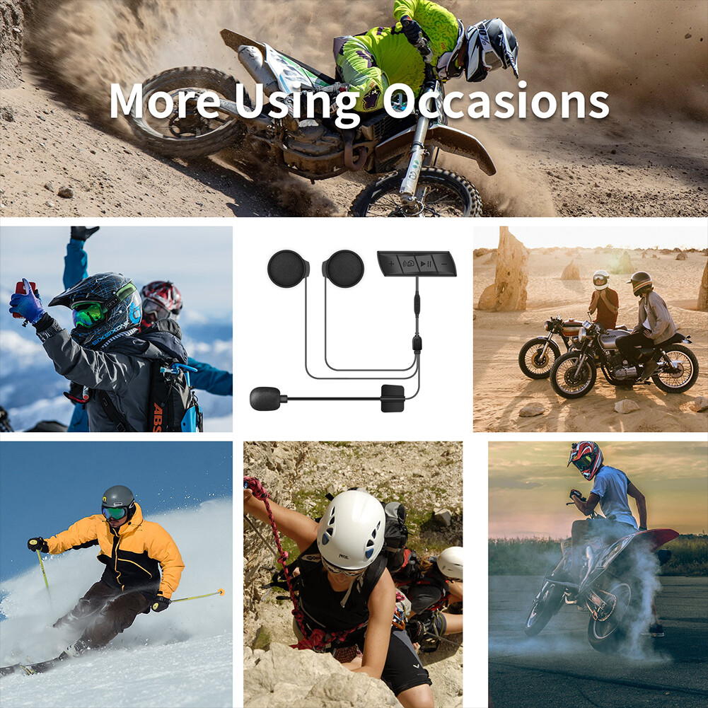 Bluetooth-Compatible Wireless Helmet Headset Motorcycle Rider Music ...