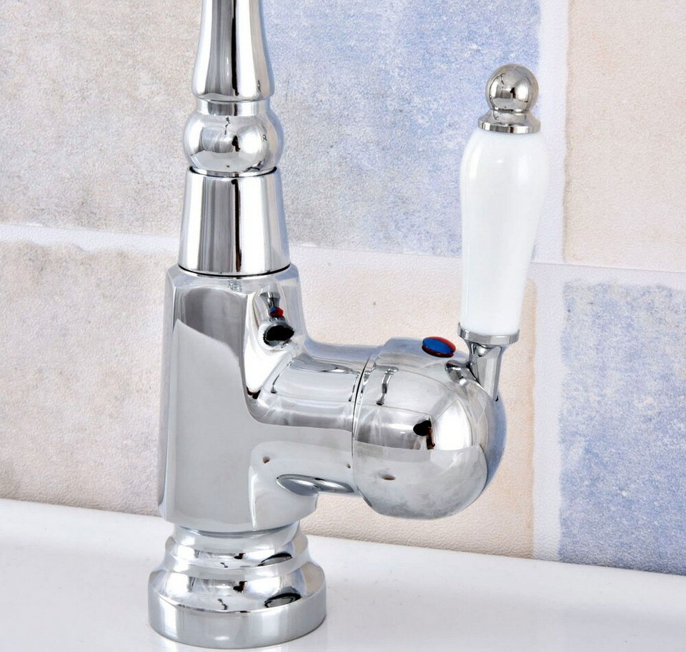Chrome Ceramic Single Handle/Hole Kitchen Faucet Bathroom Sink Mixer ...
