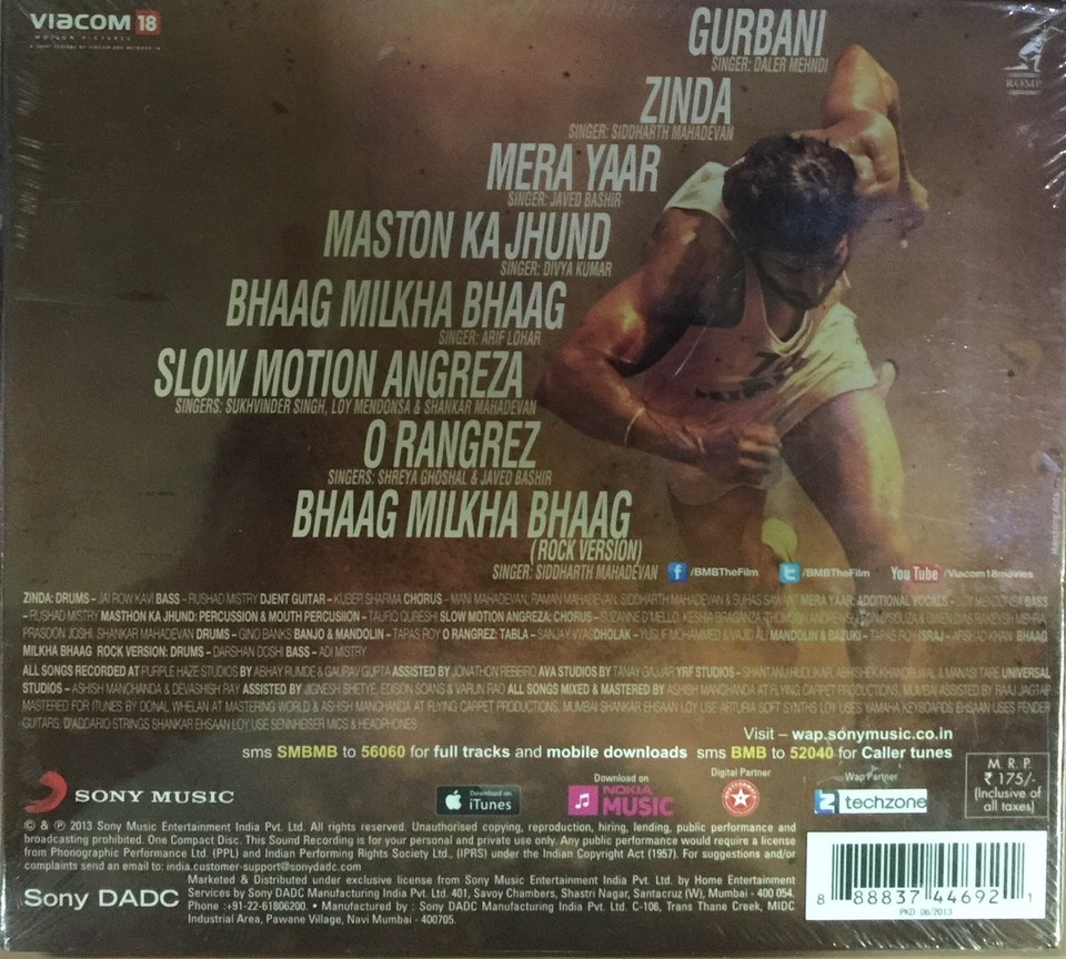 BHAAG MILKHA BHAAG CD - SHANKAR EHSAAN LOY - BOLLYWOOD MUSIC OST CD | eBay