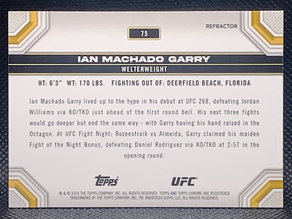 2024 Topps Chrome UFC #75 Ian Machado Garry Refractor | eBay
