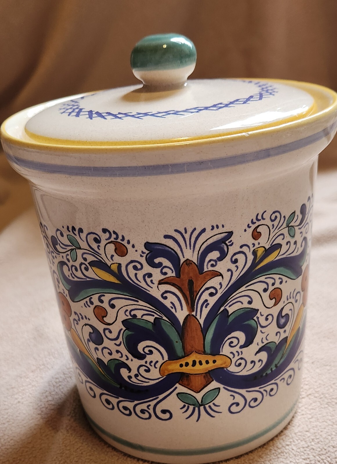 DERUTA RICCO PATTERN CANNISTER WITH LID 6" TALL - MULTICOLORED | eBay