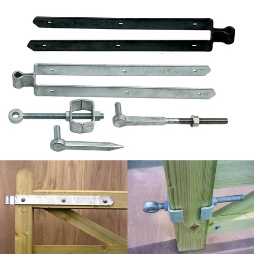 Heavy Duty Adjustable Field Gate Hinge Double Strap Set Fixings For ...