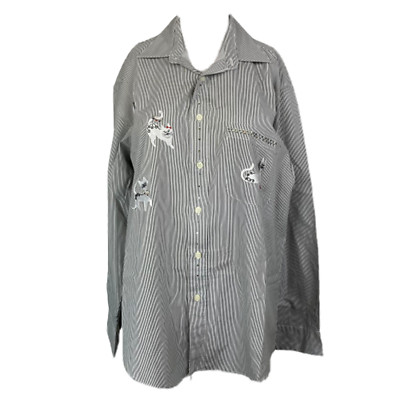 Mili Designs Shirt Womens M Black White Striped Cotton Kitty Cat ...
