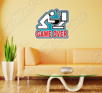 Game Over Throwing Up Drunk Drinking Wall Sticker Room Interior Decor ...
